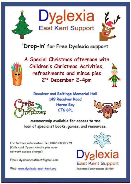 christmas event poster | Dyslexia East Kent Support